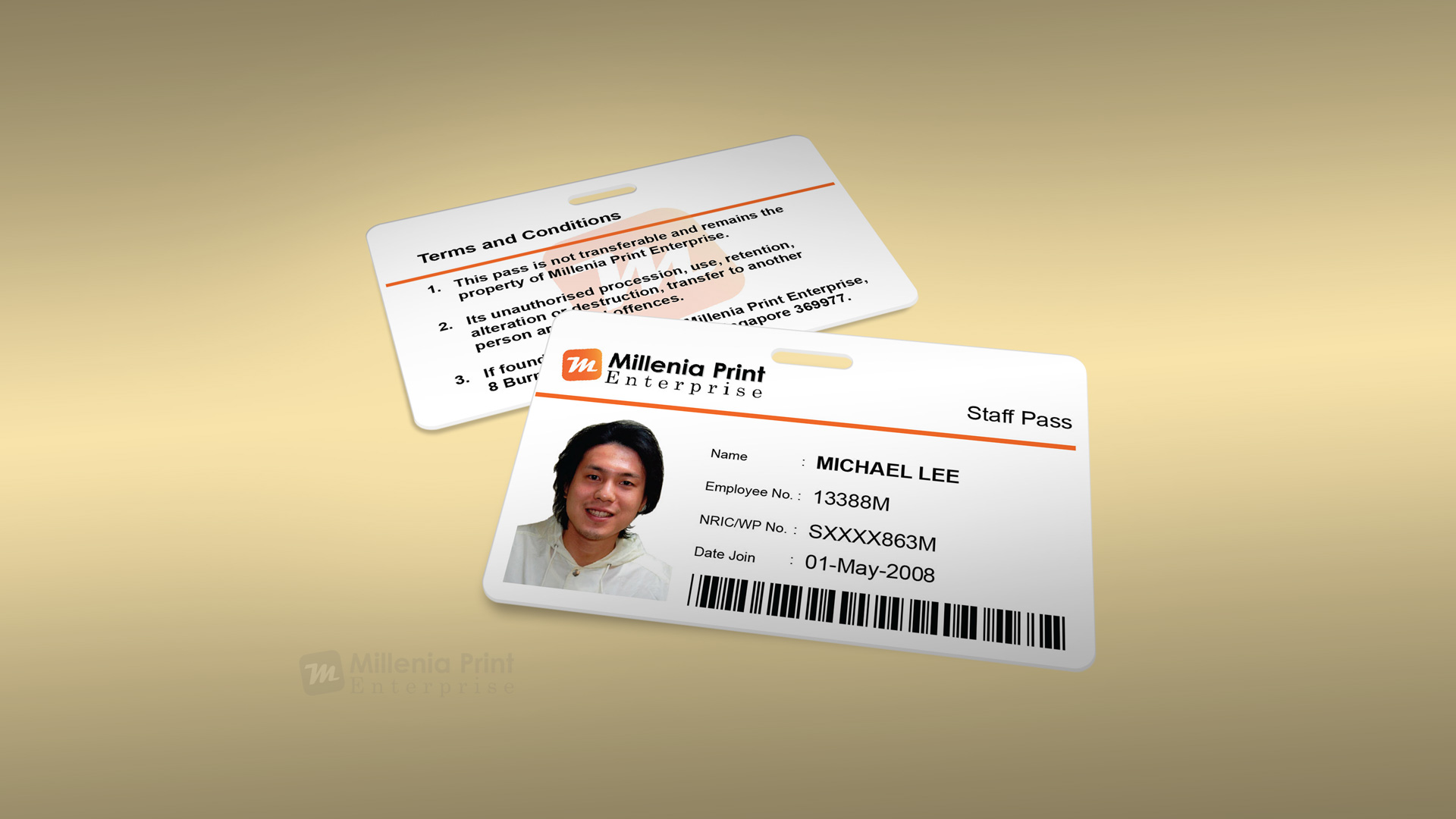 Print Staff Photo ID Card Staff Badge Employee Pass Millenia Print Staff Photo ID Card Staff Badge Employee Pass Millenia